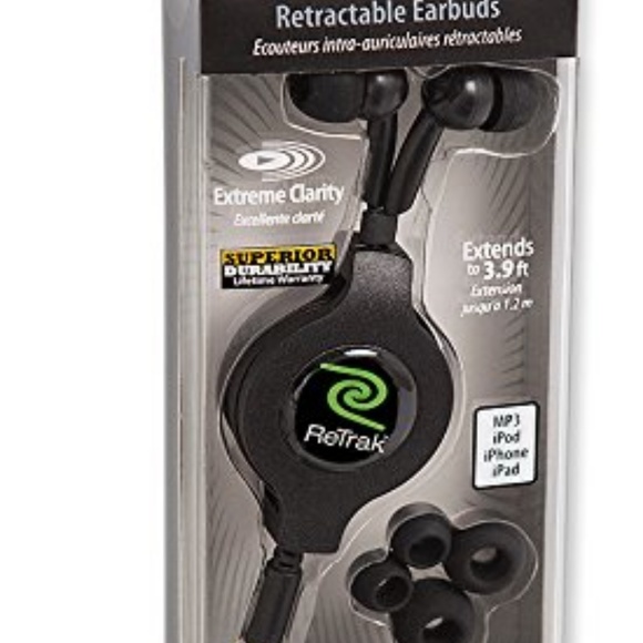 Retrak | Headphones | Retrak Retrackable Earbuds Black | Poshmark
